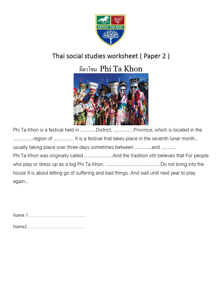 Thai Social Studies Worksheet | PDF