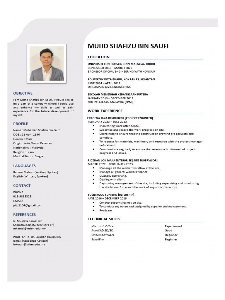 Resume Muhamad Shafizu Bin Saufi | PDF