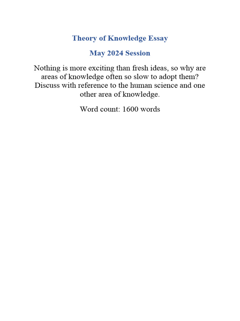 Theory of Knowledge Essay May 2024 Session | PDF