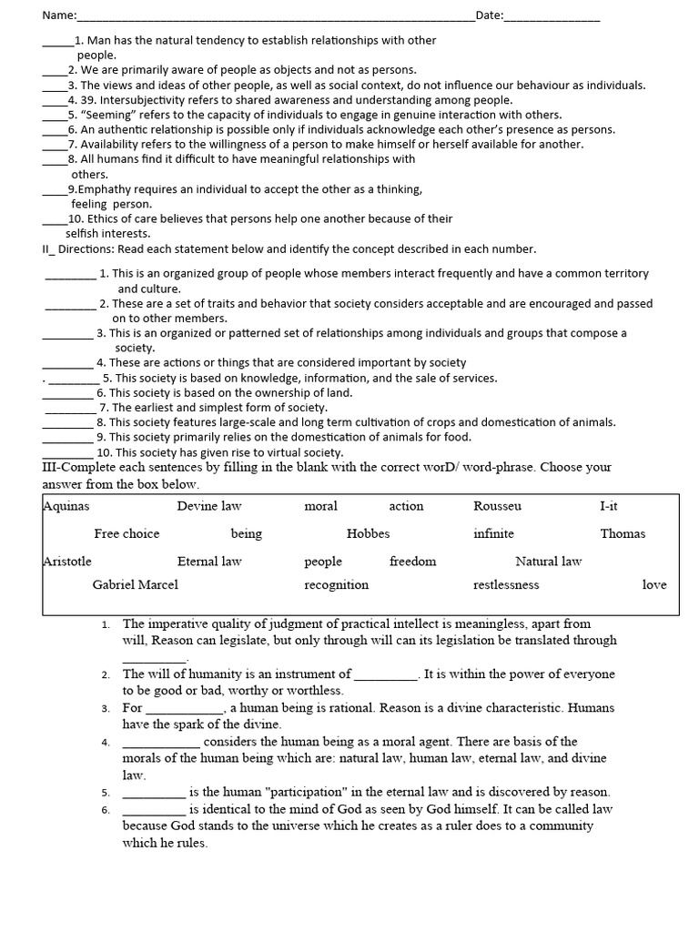 2023-2024-Philosophy Quiz | PDF | Thomas Aquinas | Reason