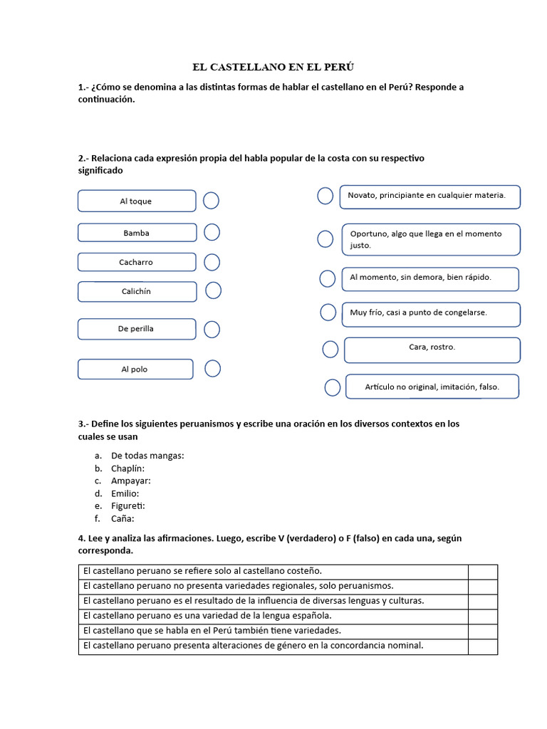 Variedades del Castellano en Perú | PDF | Lengua española | Perú