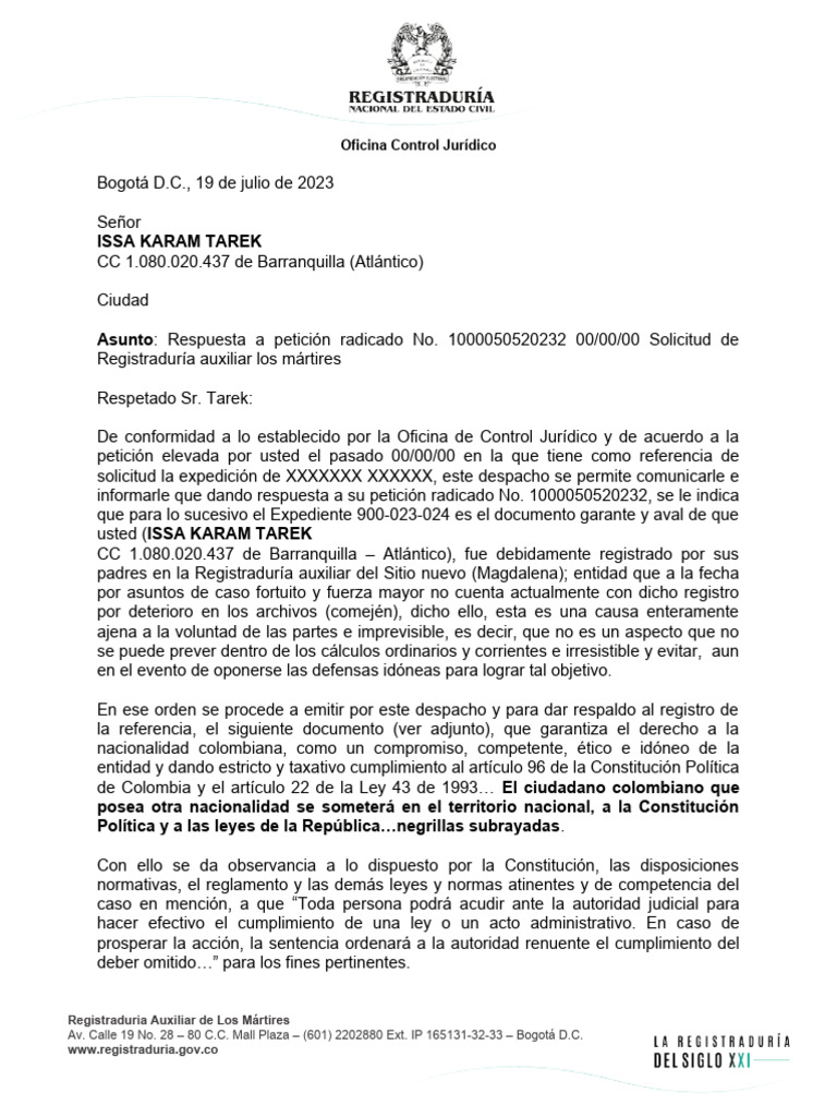 OFICIO EMANUEL - RESPUESTA CON MEMBRETE[1] | PDF | Bogotá | Gobierno