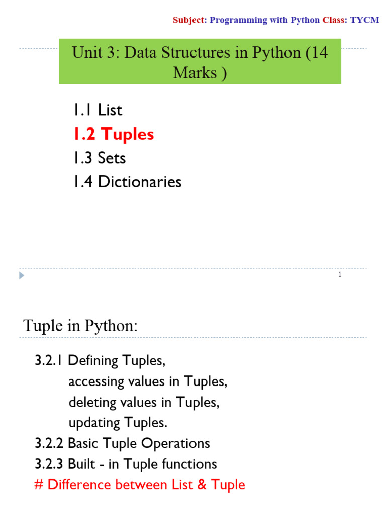 Unit 3 Topic Tuple | PDF | Computer Programming | Software Engineering Unit 3 Topic Tuple | PDF | Computer Programming | Software Engineering