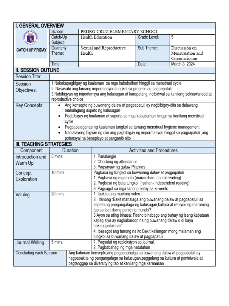Grade 5 - March 8 Materials - Health Education - Grade-5-Catch-up ...