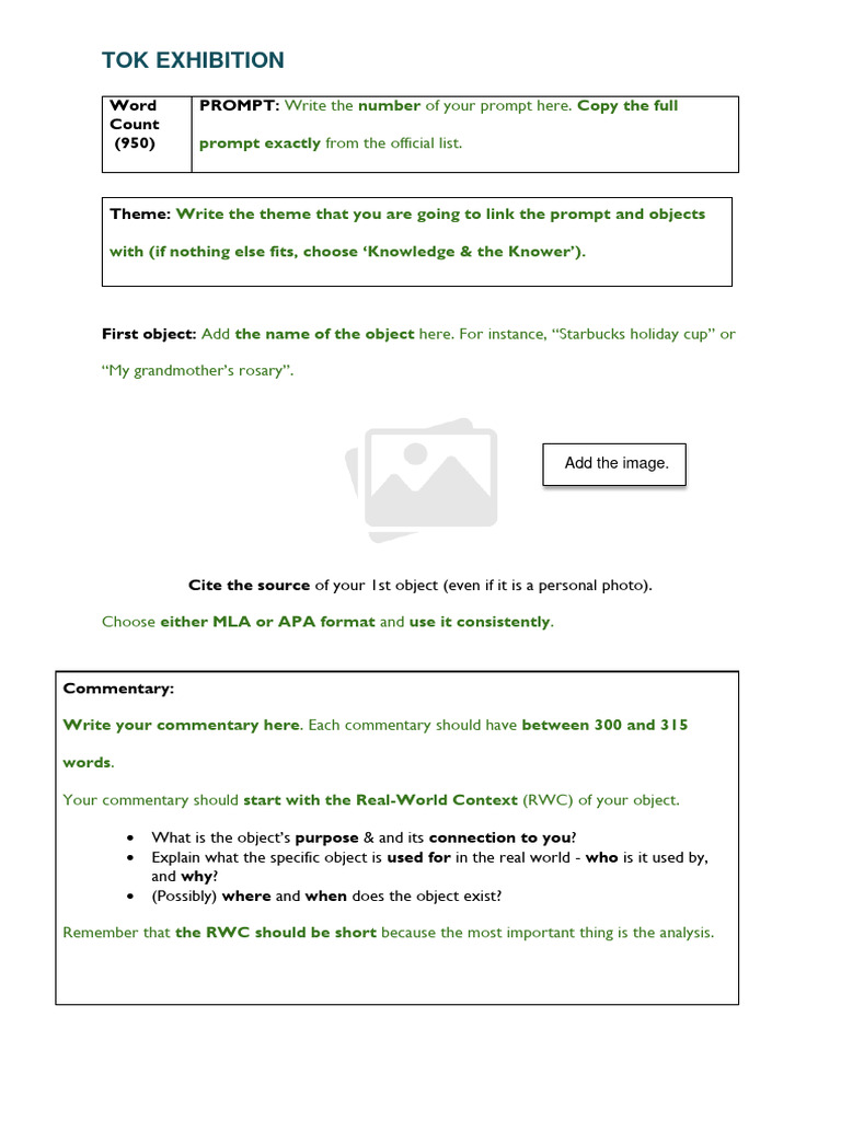TOK Exhibition Commentary Template | PDF | Knowledge | Learning