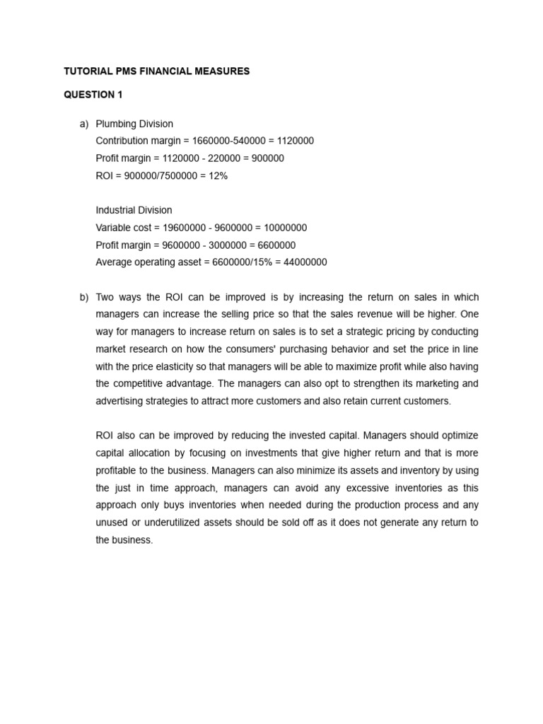 Tutorial PMS Financial Measures | PDF | Return On Investment | Cost Of Capital