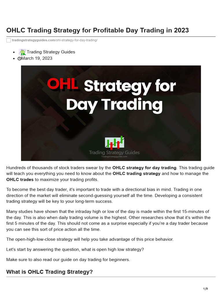 OHLC Trading Strategy For Profitable Day Trading in 2023 | PDF | Day Trading | Market Trend