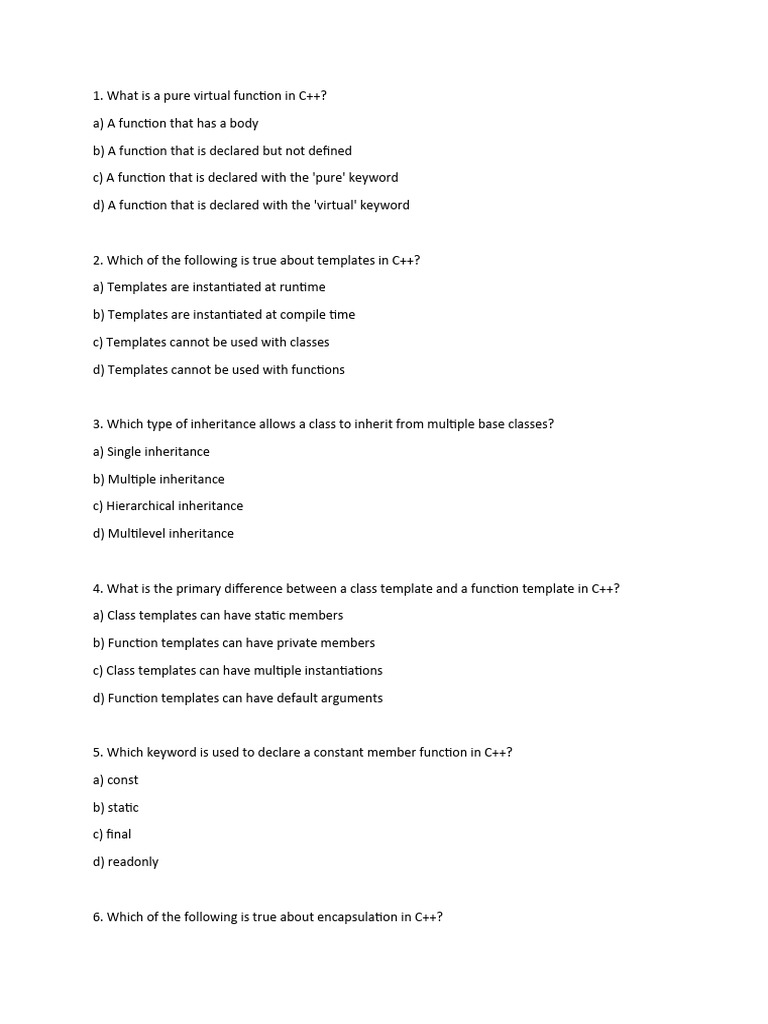 C++ Question Bank | PDF | C++ | Class (Computer Programming)
