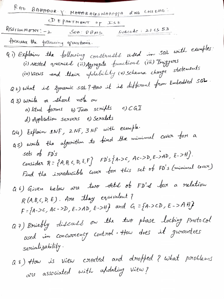 DBMS 2 Assignment | PDF