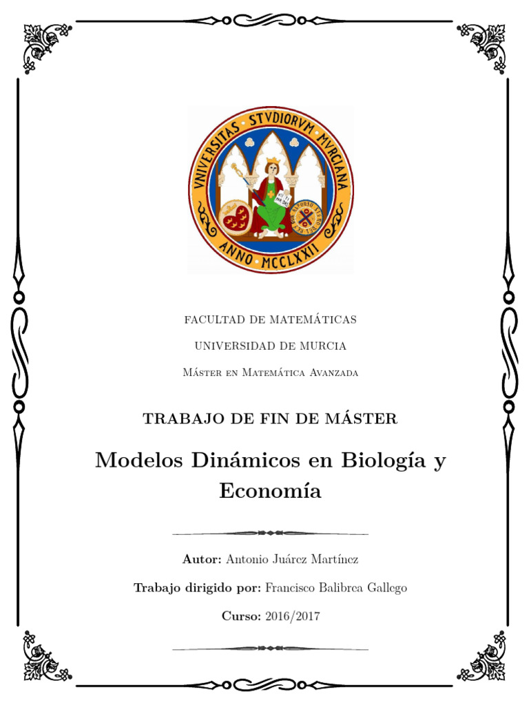 TFM - JUAREZ MARTINEZ - Modelos Dinámicos en Biología y Economía | PDF ...