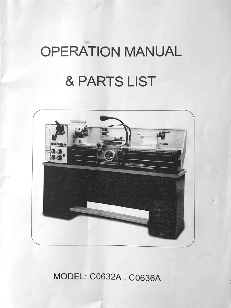 Lathe Model C0632A/C0636A Manual | PDF