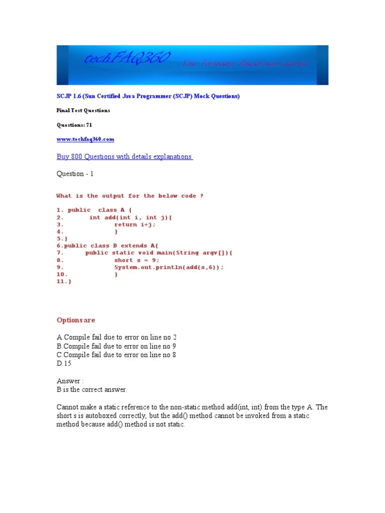 Scjp 16 Dump Pdf Method Computer Programming Parameter Computer Programming
