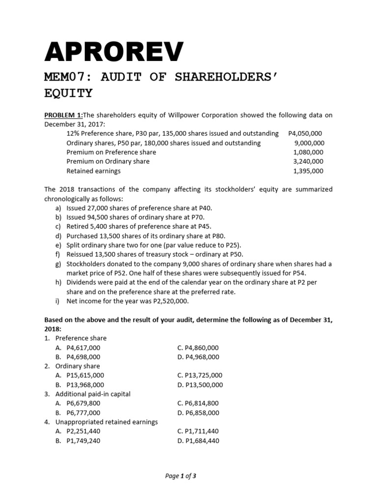 Audit of She | PDF | Preferred Stock | Stocks