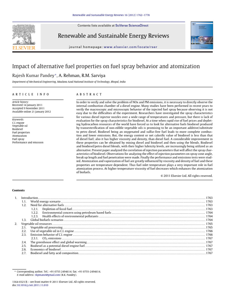 Impact of Alternative Fuel Properties On Fuel Spray Behavior and Atomization | PDF | Diesel Fuel ...