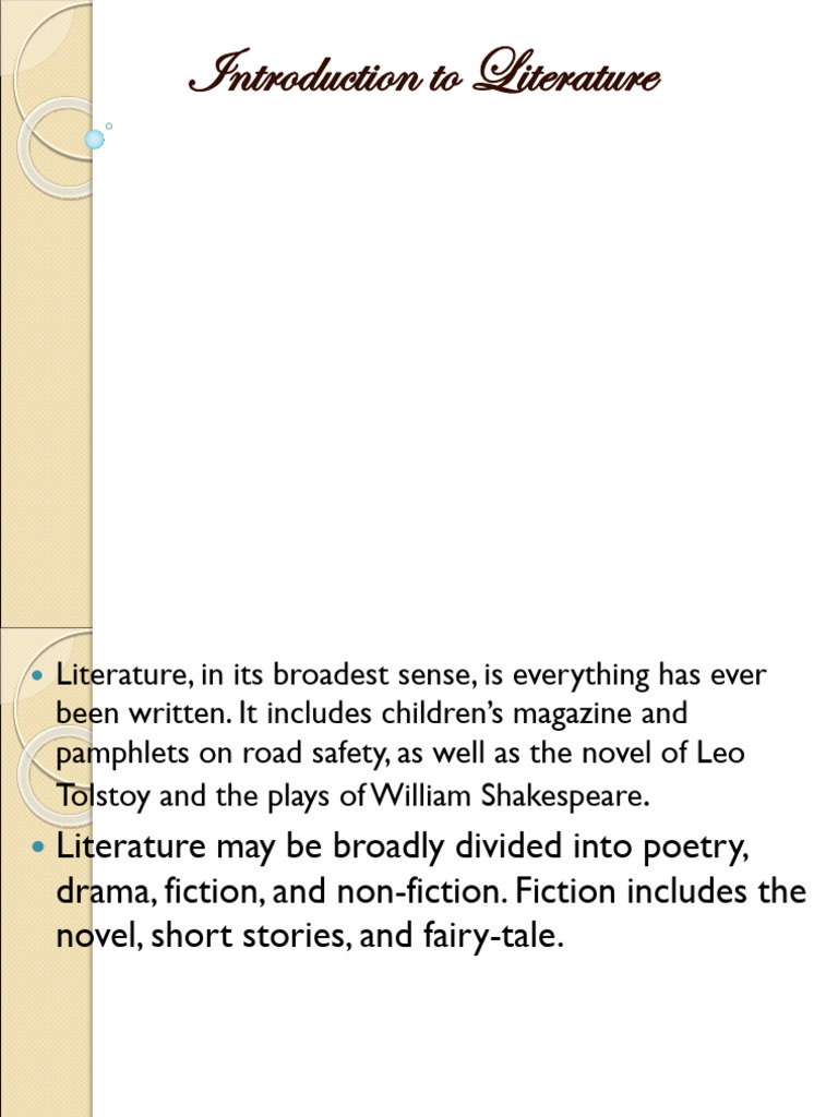 Intro To Literature. Presentation OK | Download Free PDF | Literary ...