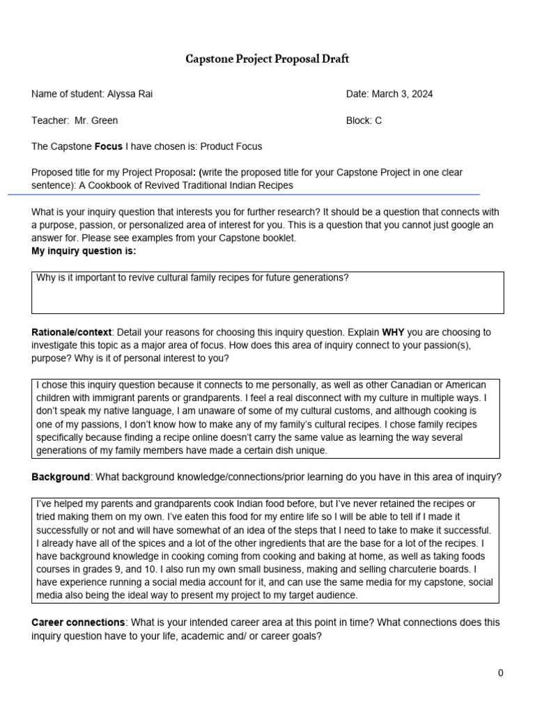 Edited - Capstone Project Proposal Draft Stud | PDF | Recipe | Cookbooks