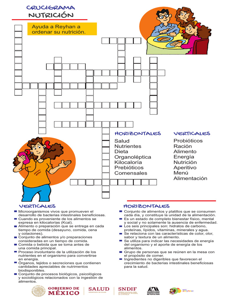 Crucigrama Nutrición 03 Pdf Alimentos Nutrientes