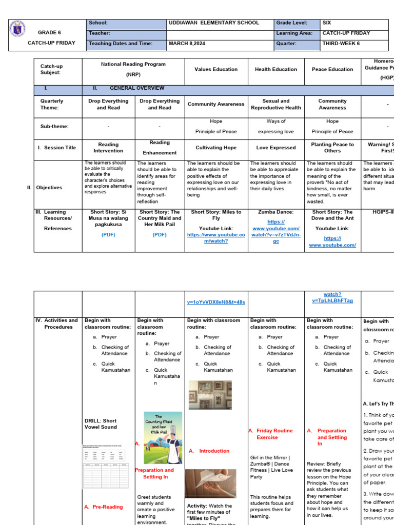 Dll-Catch-Up-Friday-Week 6 | PDF | Learning | Love