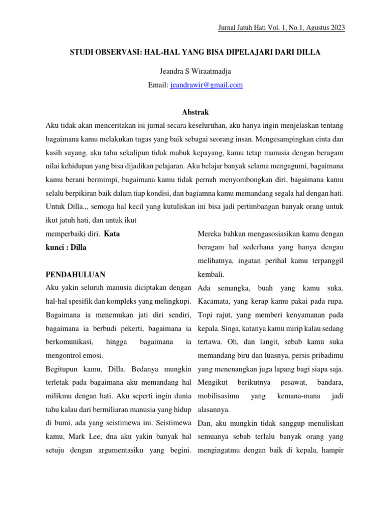 Studi Observasi - Hal-Hal Yang Bisa Dipelajari Dari Dilla | PDF