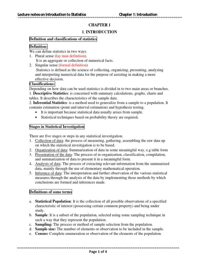 Chapter 1 Introduction | PDF | Statistics | Level Of Measurement