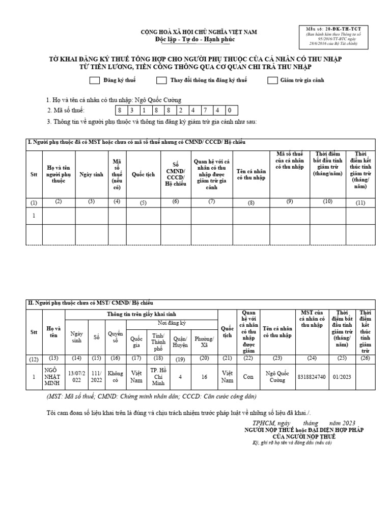 Mau-Bieu Nguoi Phu thuoc-20-DK-TH-TCT - Cuong | PDF