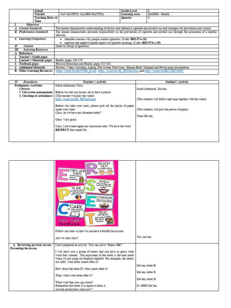 Lesson plan | PDF | Tobacco Smoking | Addiction