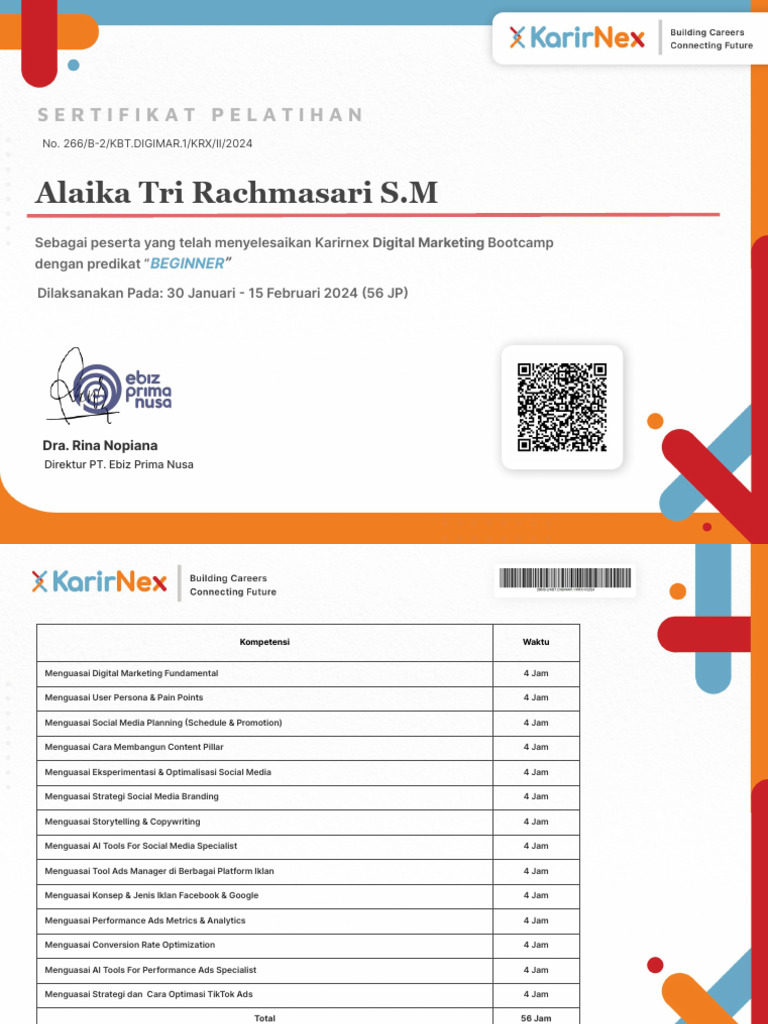 Sertifikat Bootcamp Digital Marketing | PDF | Karier & Perkembangan