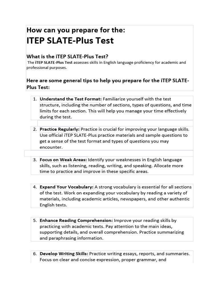 How To Prepare For The iTEP SLATE-Plus Test - 10 Tips To Help You ...