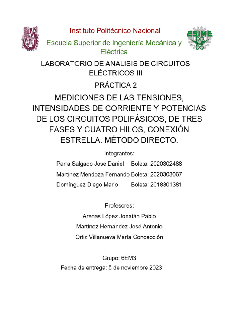 Practica 2 Pdf Corriente Eléctrica Medición