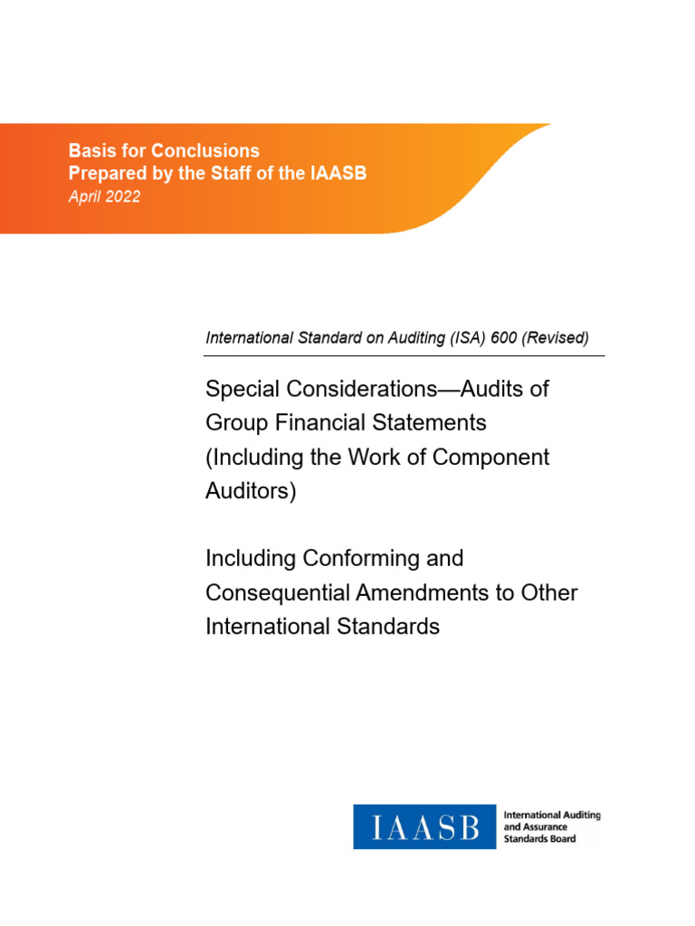 IAASB ISA 600 Revised Group Audits Basis Conclusions | Download Free PDF | Financial Audit | Audit