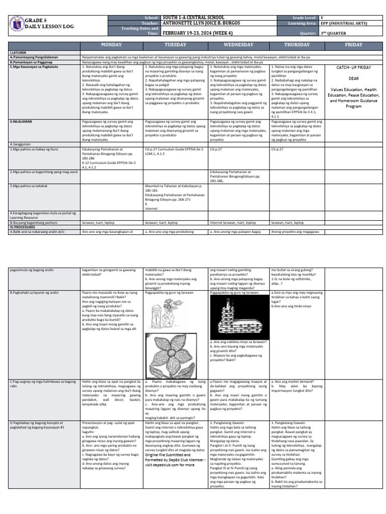 DLL - Epp 5 - Q3 - W4 | PDF