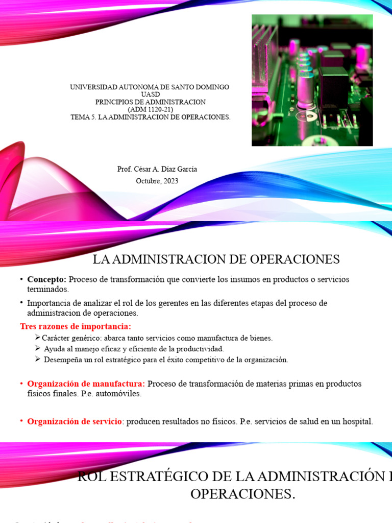 Tema 5. Administración de Las Operaciones. | PDF | Marketing | Jefe de operaciones