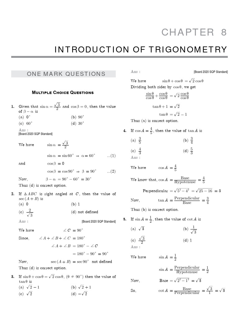 Trigonometry Ques | PDF | Trigonometry | Trigonometric Functions