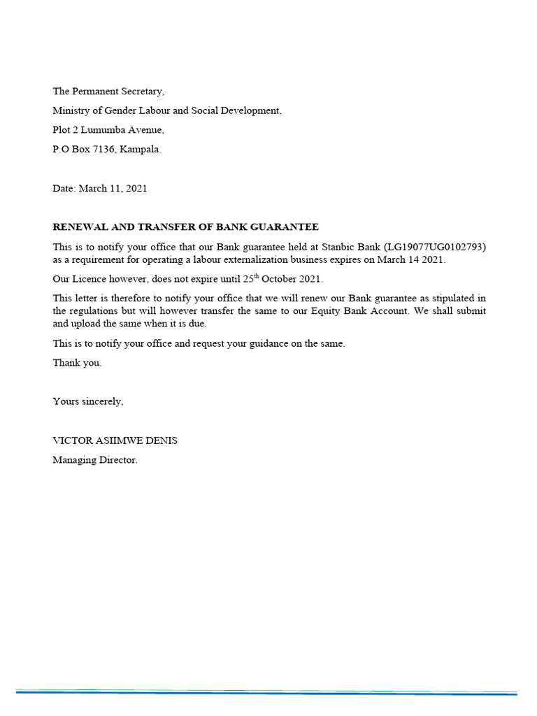 Bank Guarantee Transfer | PDF