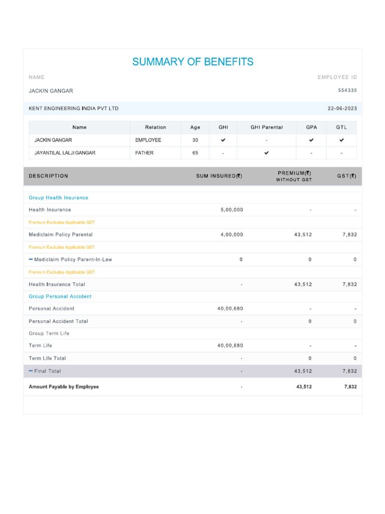 Parent Insurance For 2023-24 | PDF