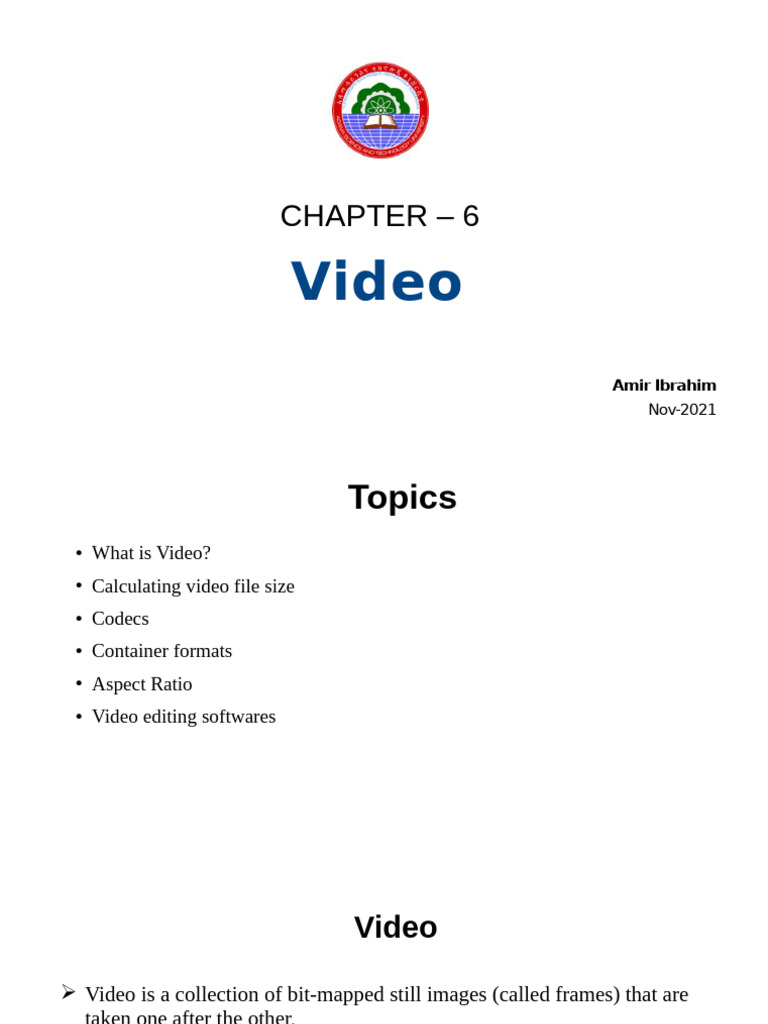 Chapter - 6 | Download Free PDF | Video | Data Compression
