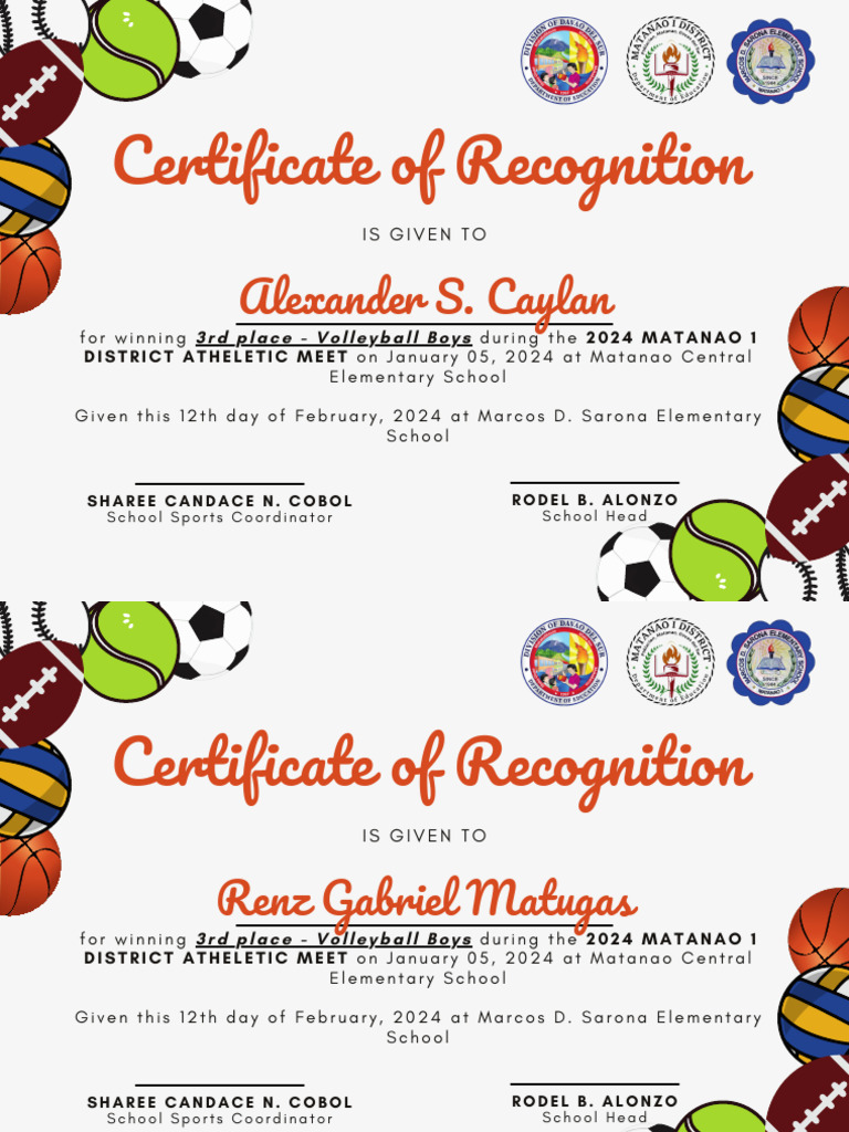 Sports Certificate Accomplishments Certificate Award | PDF