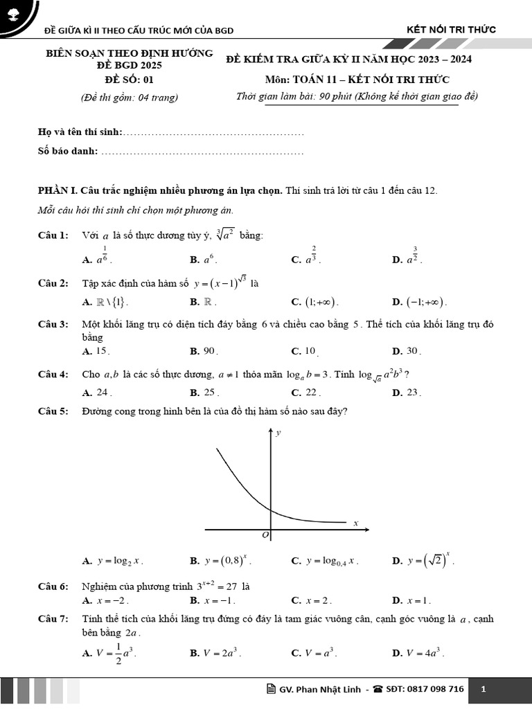 De Giua Ky 2 Toan 11 Knttvcs Nam 2023 2024 Theo Dinh Huong Bo GDDT 2025 2 18 | PDF