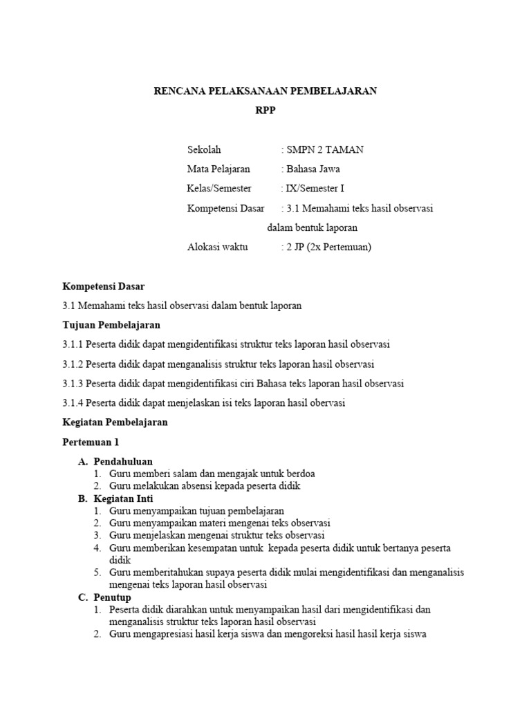RPP Kelas 9 | PDF