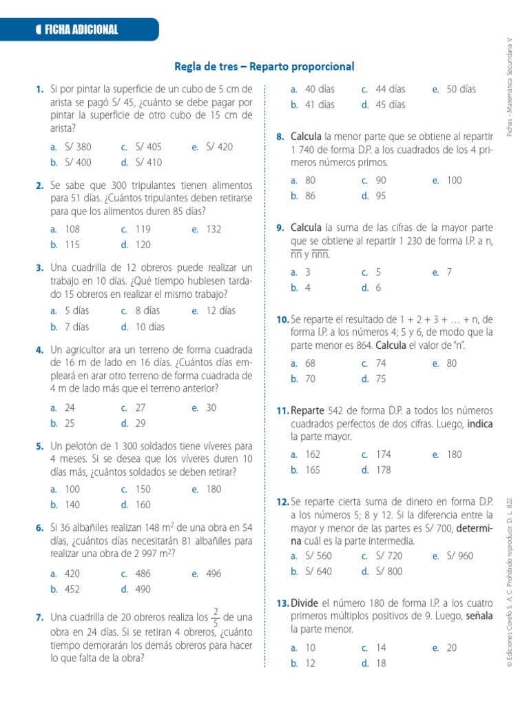 FA_ 166-162 Reglas de tres y reparto proporcional | PDF