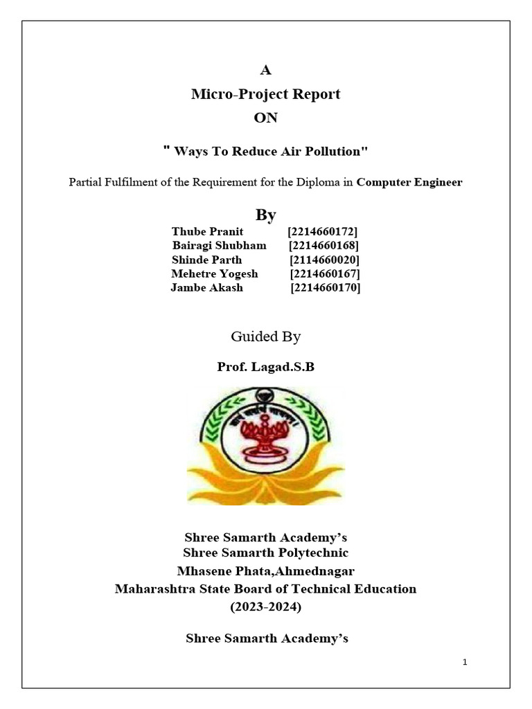 Akash Pawar EST Micro Project | Download Free PDF | Air Pollution ...
