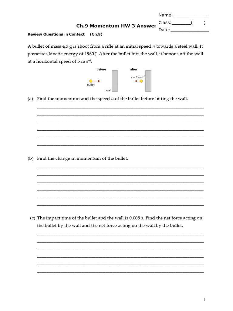 003 Momentum Homework 01 With Solutions | PDF | Momentum | Collision