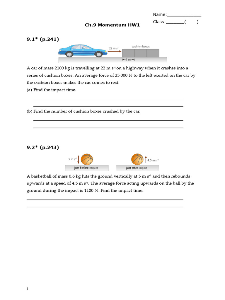 005 Momentum HomeWork 02 With Solutions | PDF | Collision | Physical Quantities