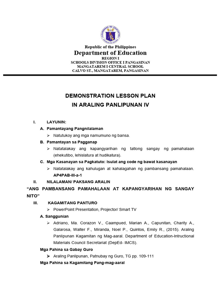 Lesson Plan Aral Pan Q3 | PDF
