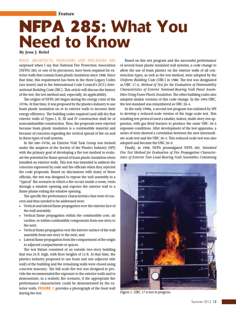 NFPA 285 What You Need To Know PG 13 14 | PDF | Wall | Fires
