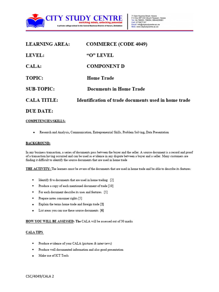 O Level Commerce CALA Component D 2023 | PDF | Business | Computers