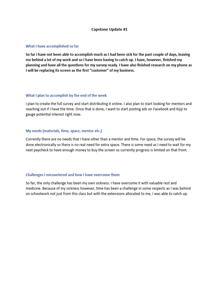 Capstone Update 1 | PDF | Social Science