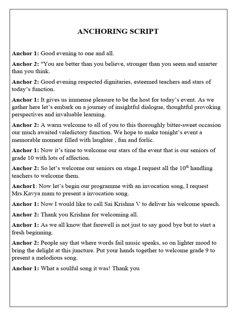 Anchoring Script Farewell | PDF