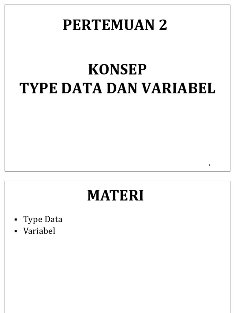 Pertemuan 2 - Konsep Variabel and Data Type | PDF