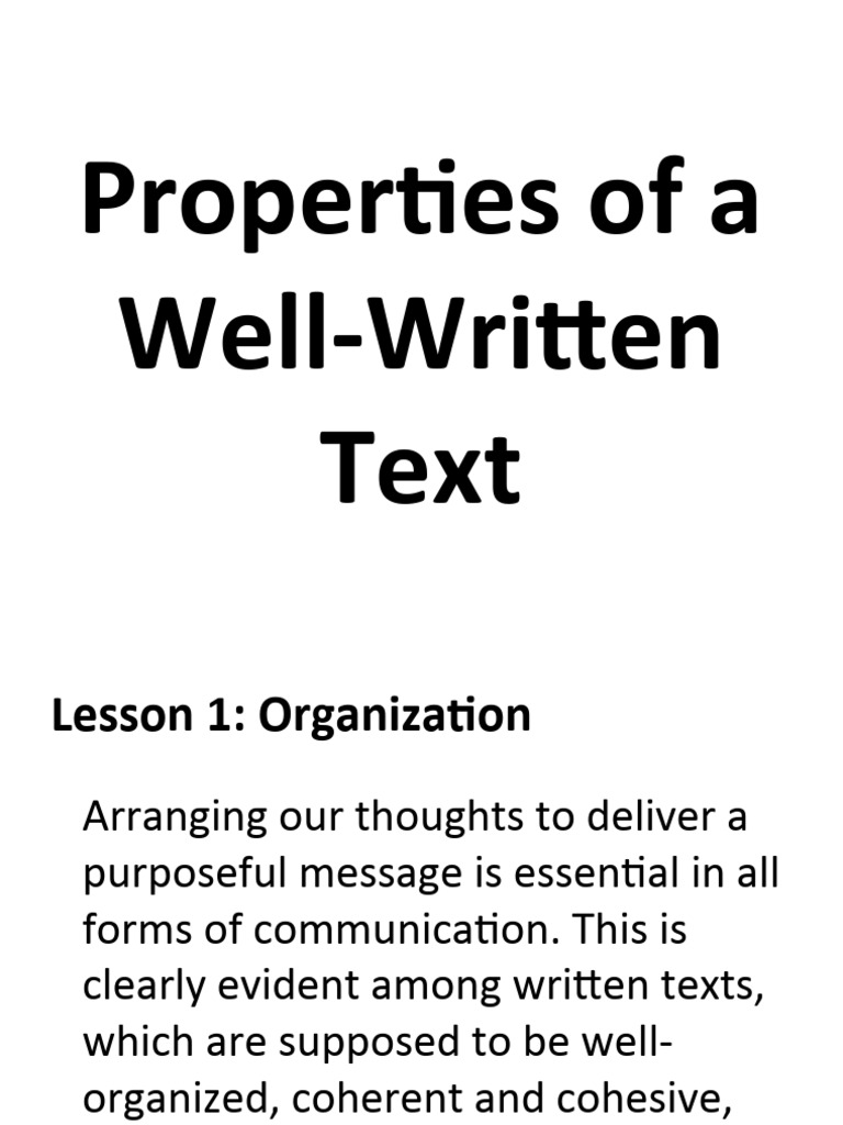 Properties of Well-Written Texts | PDF | Sentence (Linguistics) | Paragraph